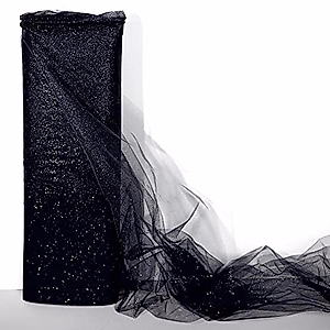 TCDesignerProducts Black Glitter Tulle Wedding Decorating Fabric, 54 Inches x 40 Yards