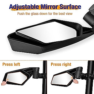 UTV Side Mirrors for 1.5"-2" Roll Bar Cage, UTV Rear View Side Mirrors w/Adjustable & Folding Design, Compatible with Polaris RZR, Can Am Maverick, Honda Pioneer, Kawasaki Teryx Mule Rhino YXZ