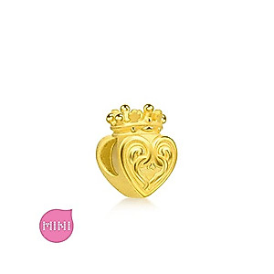 CHOW SANG SANG 999 24K Solid Gold Luckenbooth Mini Charm Bracelet for Women 92441C (Gold, 17 CM)