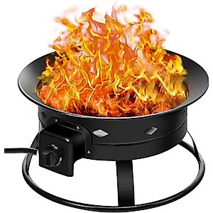 Renatone 58,000 BTU Propane Fire Bowl, 19 Inch Outdoor Camping Fire Bowl with PVC Cover, Tank Stabilizer Ring, Handles, Smokeless Fire Pit for RV, Camping, Backyard