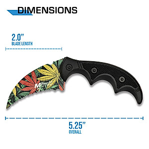 MTECH USA – Fixed Blade Knife – Serrated Hawkbill Blade w/Multi-Color Weed Pattern, Black Injection Molded Handle, Full Tang, Nylon Fiber Sheath - Hunting, Camping, Survival, EDC – MT-20-63WD