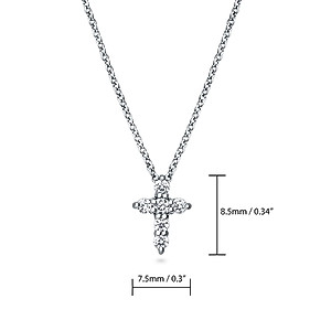 BERRICLE Sterling Silver Cross Cubic Zirconia CZ Fashion Pendant Necklace for Women, Rhodium Plated