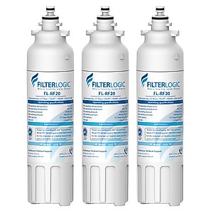 Filterlogic ADQ73613401 Refrigerator Water Filter, Replacement for LG® LT800P®, LT800PC, ADQ736134, ADQ73613402, LSXS26326S, LSXS26366S, LMXS30776S, LSXS26366D, LMXC23746S, 46-9490, 469490, Pack of 3