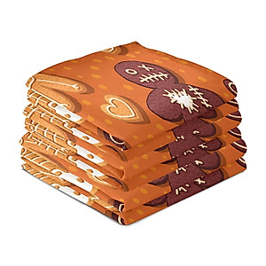 ALAZA Halloween Christmas Gingerbread Men Decorative Kitchen Dish Towels Set of 4,Soft and Absorbent Kitchen Hand Towels Home Cleaning Towels Dishcloths,18 x 28 Inch