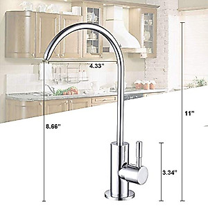 ESOW Kitchen Water Filter Faucet, 100% Lead-Free Drinking Water Faucet Fits Most Reverse Osmosis Units or Water Filtration System in Non-Air Gap, Stainless Steel 304 Body Polished Chrome Finish