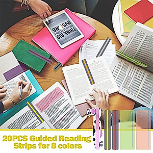 CIOUYAOS 20PCS Guided Reading Strips, Colored and Animal Highlight Bookmarks with 3 Styles Help with Dyslexia for Children Kids and Teacher Supply