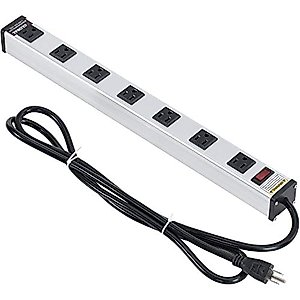 Global Industrial 19" 7 Outlet Aluminum Power Strip with 6-ft Cord ETL/cETL