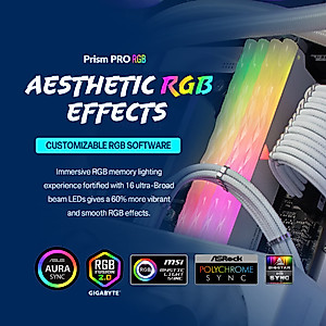 V-Color Prism Pro DDR4 16GB (8GBx2) 3600MHz (PC4-28800) CL18 RGB Gaming Desktop Ram Memory Module UDIMM Hynix IC Single Rank - White (TL8G36818D-E6PRWWK)