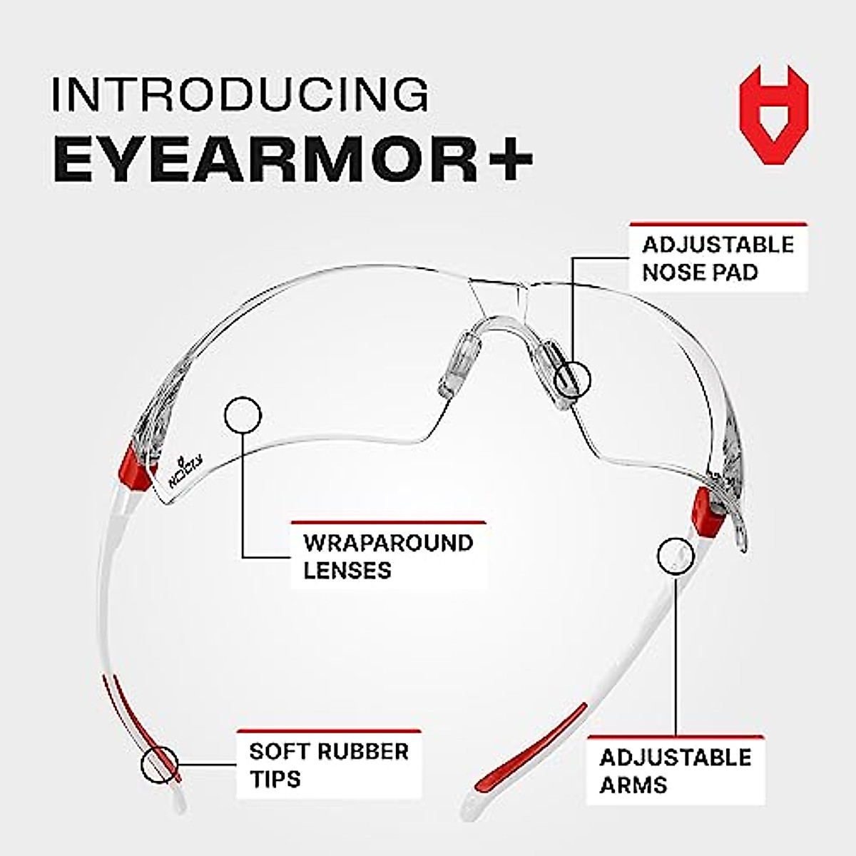 NoCry Safety Glasses with Clear Anti Fog Scratch Resistant, UV Protection & Storage Case for Safety Glasses with Felt Lining, Reinforced Zipper and Handy Belt Clip