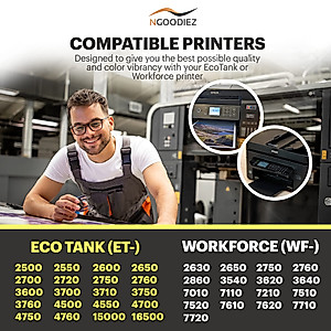 NGOODIEZ Eco Solvent Ink Auto-Fill Water Based Ink, Conversion Kit Refill Ink for Epson EcoTank & Workforce Printers - Ideal for HTV, Vinyl Stickers, Decals, T-Shirts, Mugs (1B/1C/1M/1Y, 4x70ml)