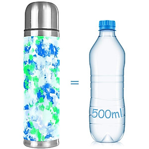 Stainless Steel Leather Vacuum Insulated Mug Abstract Thermos Water Bottle for Hot and Cold Drinks Kids Adults 16 Oz