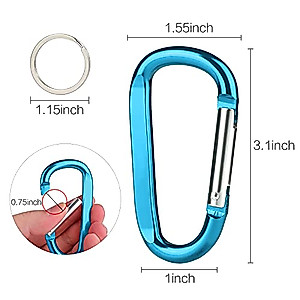 6PCS Carabiner Caribeaner Clip,3" Large Aluminum D Ring Shape Carabeaner Keychain Hook