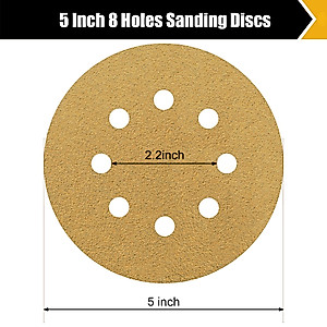 BOSHCRAFT 30 Pcs Sanding Discs, 60 Grit 5 Inch Sanding Disc 8 Holes Hook and Loop Sandpaper Orbital Sander Sandpaper for Woodworking Metalworking Random Orbital Sander Plaster Painted Surfaces Fillers