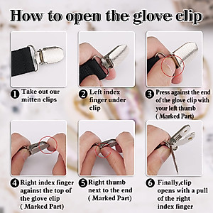 Zkptops 2 Pairs Mitten Clips for Kids Toddlers Baby Elastic Glove Clips Winter Mitten Clips Gloves Holder Strap Hook Attachment String Clothes Dress Cinch Clips Shirt Shawl Sweater Waist Clips (Black)