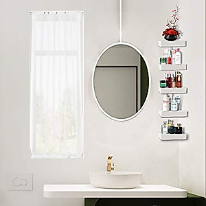 Ni Hao Decor Small Floating Shelves Wall Mounted Showcase Display Shelves with Invisible Brackets for Bedroom Living Room Bathroom Dressing Table Set of 5 White