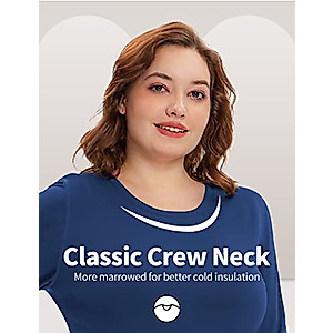 COOTRY Plus Size Thermal Underwear for Women Long Johns Fleece Lined Base Layer Top and Bottom Sets Set - Navy 2XL