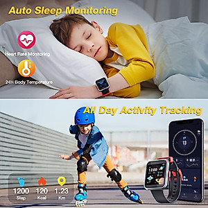 Byserten Kids Fitness Activity Tracker Watch, Birthday Gifts for 6 7 8 9 Year Old Boys Girls Teens, IP68 Waterproof Kids Smart Watch Boys with Fitness Tracking Puzzle Game