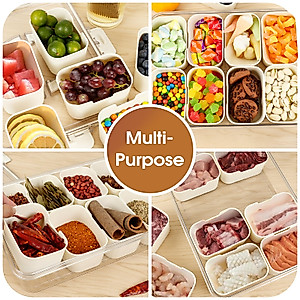 2 Pack Snack Box Containers with Lid and Handle, 8-Compartment Divided Serving Tray for Kids and Adults, Portable Snackle Box for Veggies, Fruit, and Snacks, Perfect for Travel, Camping, and Picnic