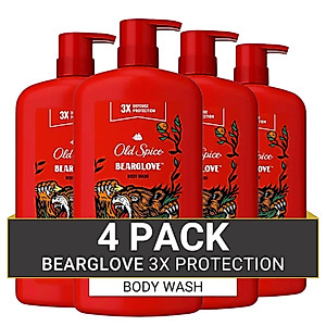 Old Spice Wild Bearglove Scent Body Wash for Men, 33.4 fl oz (Pack of 4)