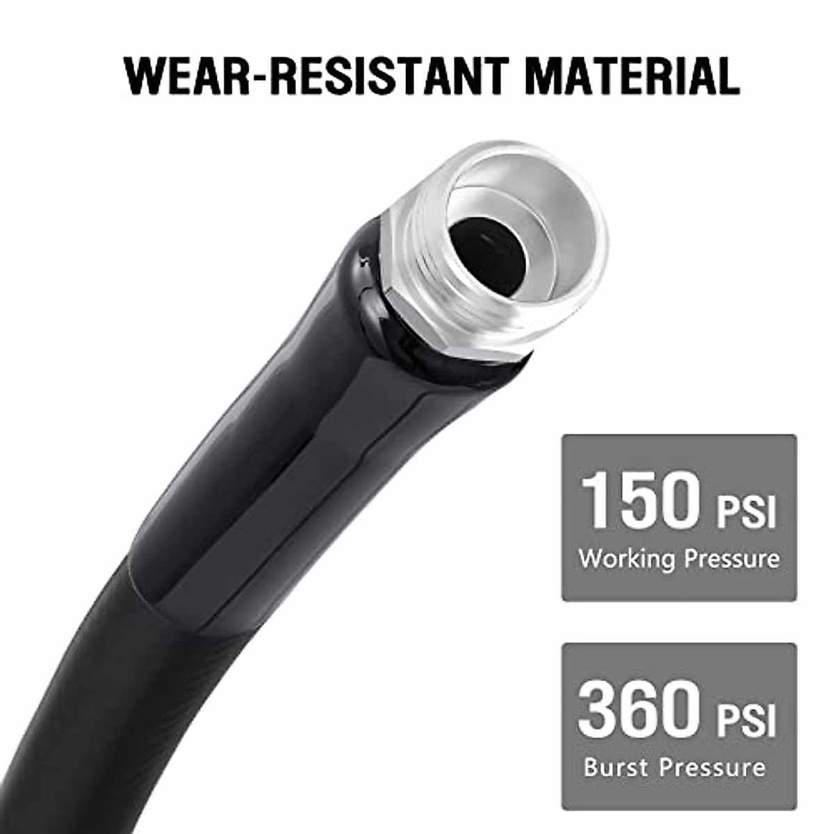 Famyards Garden Hose 50FT, 5/8'' Water Hose Drinking Water Safe Lead-free, No Kink and Leak Garden Hose For RV, Trailer and Camping, Black