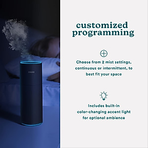 Homedics Portable Humidifier - Small Air Humidifiers for Bedroom, Plants, Office, Travel - Cool Mist Humidifiers, Color-Changing Accent Light, 2 Mist Settings, Black