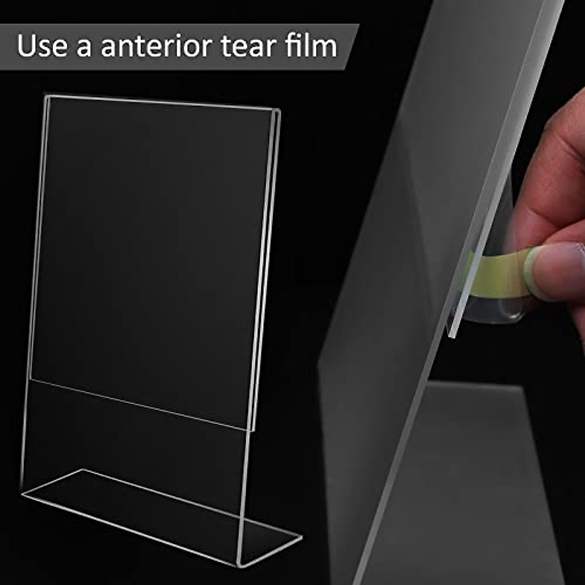 Ludery Acrylic Sign Holder 8.5 x 11, Vertical Slanted Back Sign Holder , Acrylic Stands for Display 8.5 x 11, Tabletop Sign Holder for for Home, Office, Store, Restaraunt - 4Pack (4)