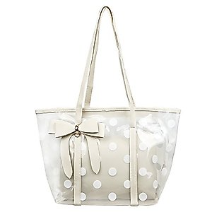 xhorizon FL1 Women Clear Tote Bag Purse Work Bag Waterproof Travel Bag Beach Handbag Gym Sports Bag (White)