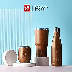 MINISO Fathers Day Gifts from Daughter Imitation Wood Grain Insulated Bottle, 17oz Stainless Steel Water Bottles for Gym,Travel,Sports, Reusable Metal Water Bottle