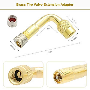 ZHSMS Tire Valve Extension, 8.25 Inch Flexible Valve Stem Extenders with 90 Degree Brass Schrader Tire Valve Extension Adaptor Compatible for Cars Truck Motorcycle Bike Scooter