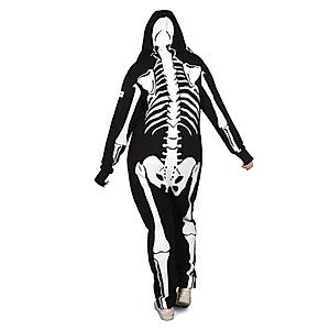 Tipsy Elves Halloween Skeleton Costume for Women - Comfy Easy Adult Onesie Jumpsuit - Front and Back Print with Zip Up Mask - Women's White Skeleton Jumpsuit Halloween Costume Size Medium