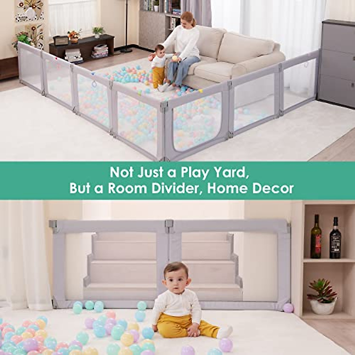 Baby Playpen, Kidirect Foldable Playpen Large Play Center Yards Play Pens for Babies, Shape & Size Adjustable Portable Infant Playpen Baby Fence Play Yard Safety Toddler Playpen