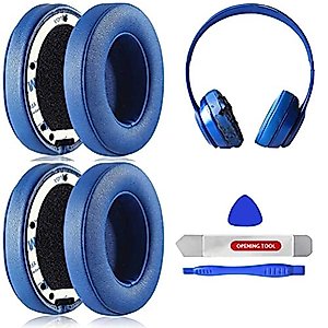 ULK 2 Pack Studio 2 Studio 3 Professional Earpads Cushions Replacement(2pcs Left, 2pcs Right), Ear Pads for Beats Studio 2.03.0 Wireless On-Ear Headphones with Soft Protein Leather (Blue)