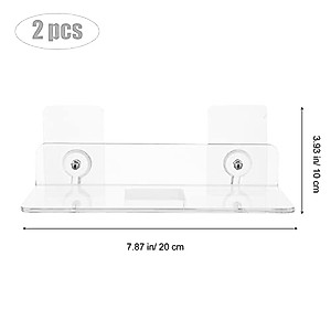 DOITOOL 2 Pcs Bathroom Floating Shelf Clear Acrylic Shower Caddy Adhesive Wall Mount Storage Rack Cosmetic Shampoo Spice Condiment Holder Organizer for Toilet Kitchen
