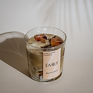Personalized Iced Coffee Latte Candle – Custom Soy Wax Candle with Wooden Wick – Gift for Weddings, Birthdays, Bridesmaids, and Christmas Gifts