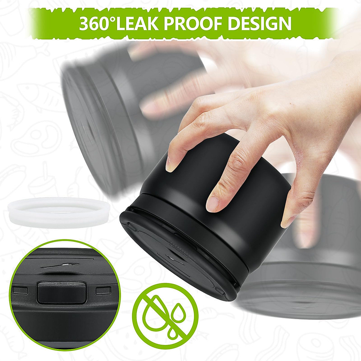 JOOPETALK 15oz Thermo Food Jar for Kids,Insulated Vacuum Food Jar for Hot & Cold Leak Proof Lunch Container Stainless Steel Wide Mouth Soup for School Travel