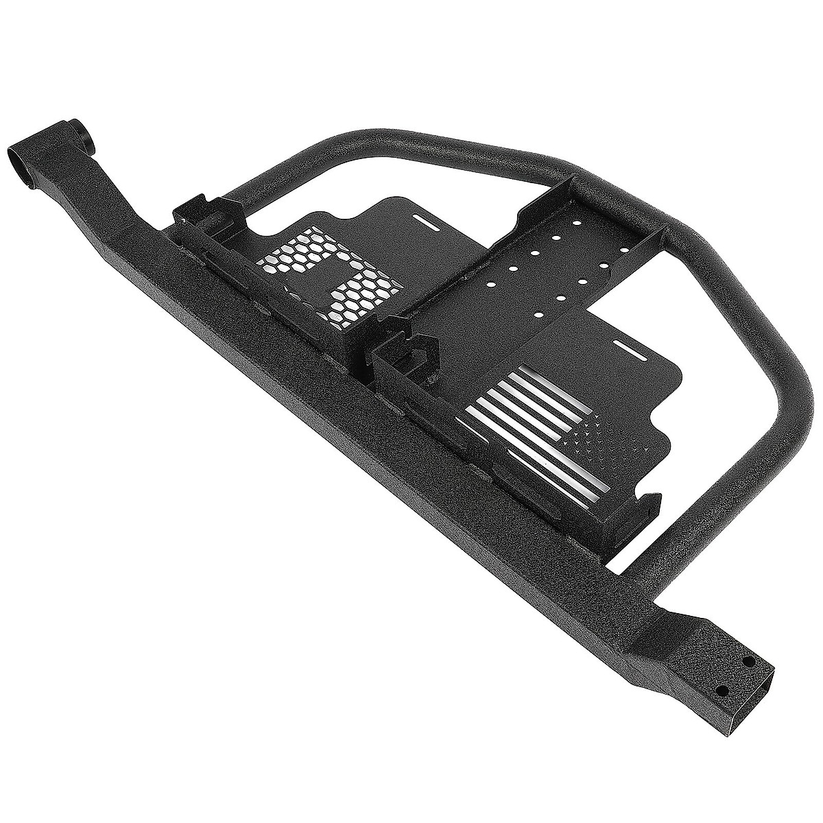 OCPTY Front Bumper and Rear Bumper with and Tire Carrier Fit For 2007-2015 2016-2018 for Jeep Wrangler JK Winch Plate with D-ring LED Lights with and Tire Carrier Texture Black