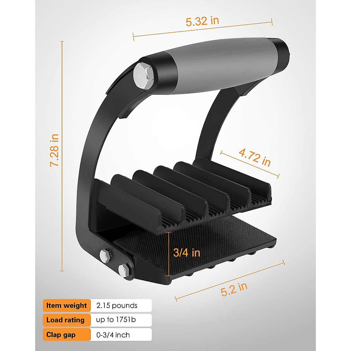 FAHKNS Panel Carrier and Plywood Lifting Tool, 0 to 3/4 Grip Range Sheetrock Gripper Carrying Soft-Grip Handle Gripper Lift for Clamp Wood Board or Drywall Lifter with Single Hand