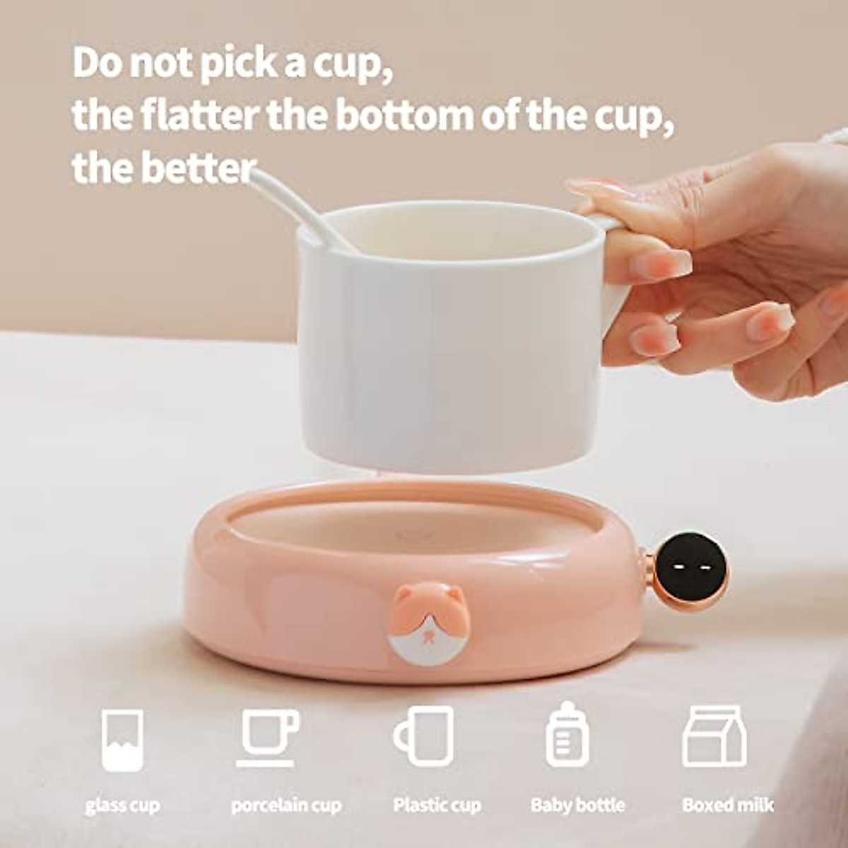 Coffee Warmer Smart Coffee Mug Warmer for Desk Auto Shut Off, 3 Temperature Setting LED Display 20W Cup Warmer for Coffee Tea Milk Beverage Candle Wax Warming Coffee Gifts Office - No Cup Pink