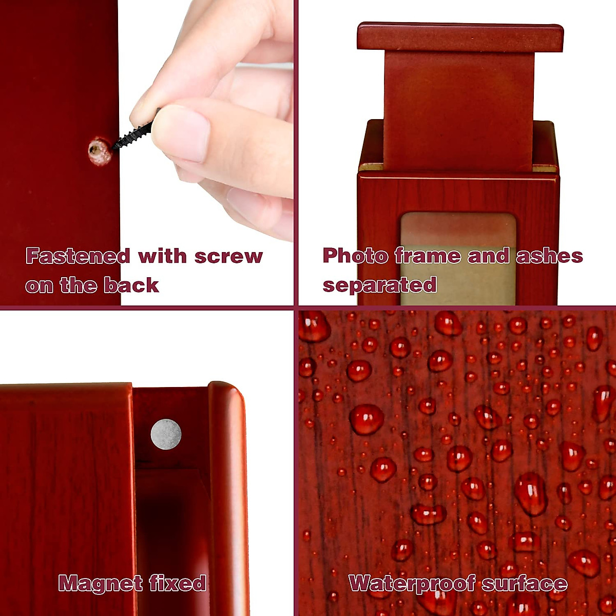 PCS Pet Urns for Dogs Ashes, Dog Photo Urn, Urns for Dog Ashes, Pet Cremation Box Red-Small