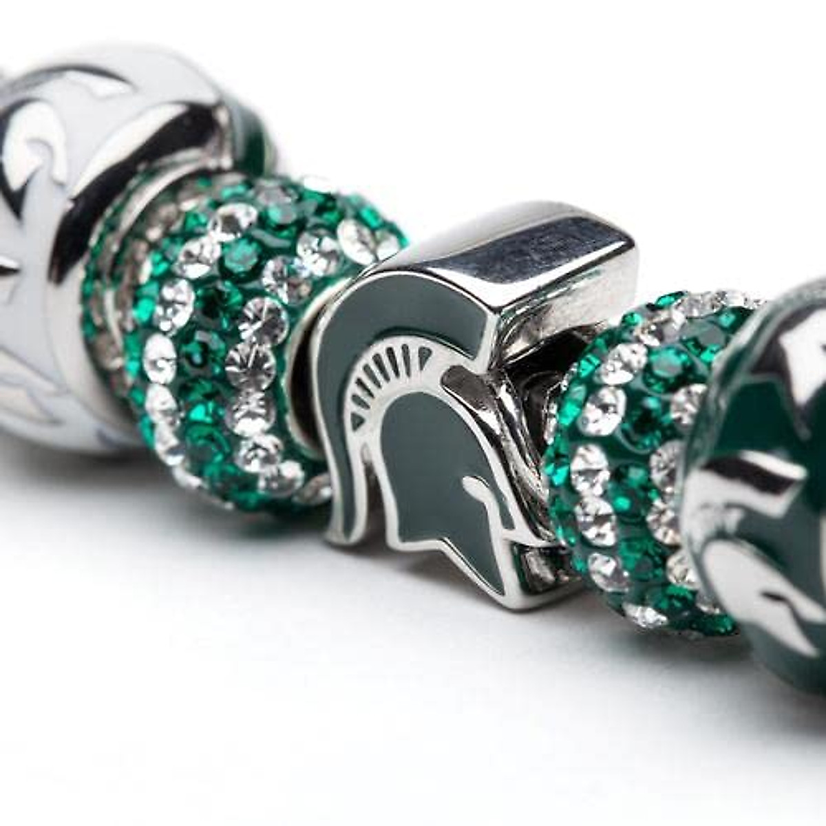 MSU Spartan Helmet Charm for Bracelets - Michigan State Spartans Charm - Hypoallergenic Stainless Steel Bracelet Beads - Michigan State Jewelr for Women