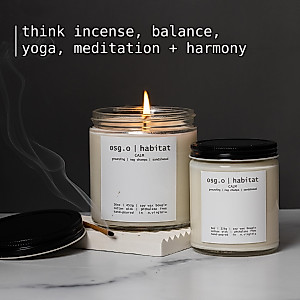 Scented Soy Wax Candle for Home with Hints of Nag Champa, Sandalwood, and Essential Oils, Non Toxic Aromatherapy Candles, 16oz, Calm Scent