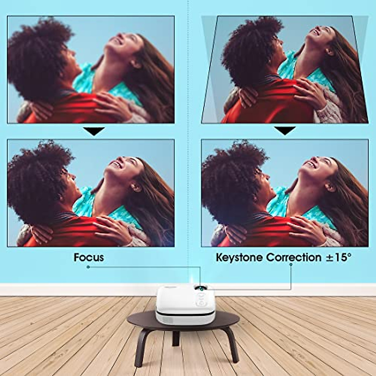 DBPOWER 8500L Mini WiFi Projector, WiFi Projector 1080P Supported Outdoor Projector, Portable Mini Projector with Carrying Bag Video Projector Compatible w/TV Stick/Phone/Laptop/PC/PS4