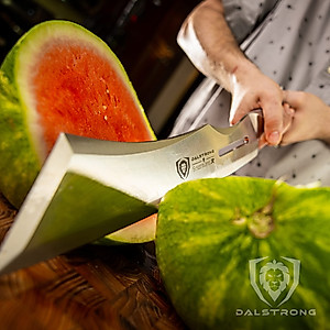 Dalstrong Heavy Duty Butcher Breaking Knife - 14 inch Cleaver Knife - Gladiator Series R - The 'Annihilator' - 7CR17MOV High Carbon Steel - Razor Sharp - G10 Handle - w/Stand & Sheath - NSF Certified