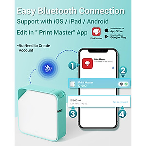 Vixic Label Maker Machine with Tape D1600 Label Maker Bluetooth Label Printer Sticker Maker for Phone Labeler Machine with Multiple Templates for Home, Office, School, Storage, Kitchen, Gift Labeling