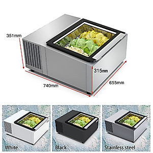 Mvckyi Commercial Display Refrigerator, Countertop 3 1/3GN PAN Hard Ice Cream Dipping Cabinet Chest Refrigerated, White Gelato Ice Cream Freezer Display Refrigerators with LED Lighting