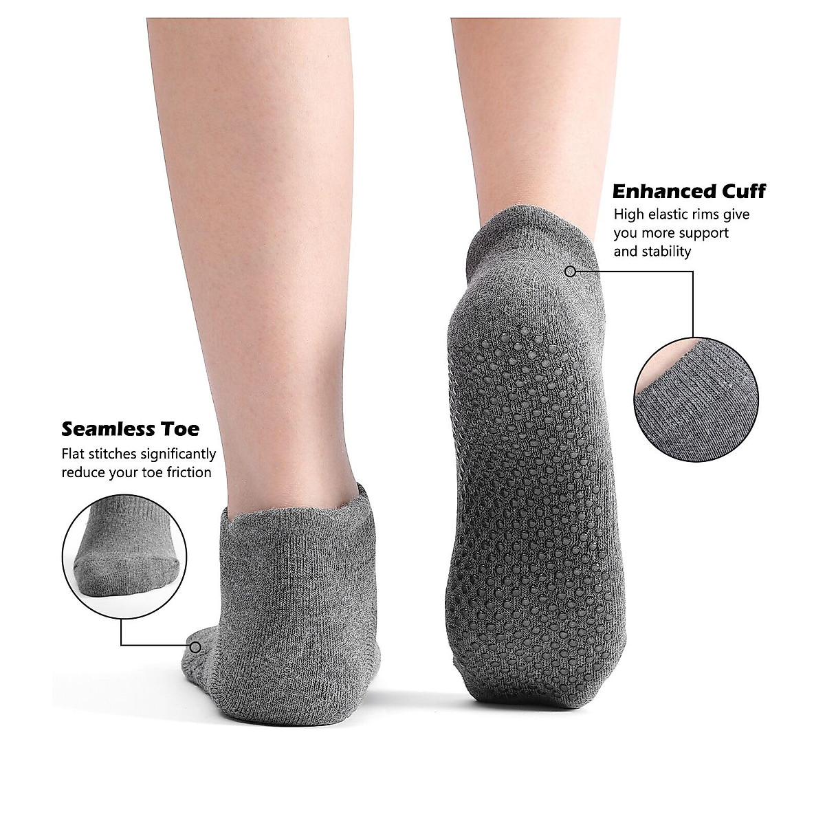 Grip Socks for Women Pilates Non Slip Socks Womens Pilates Socks with Grips for Women Grippers Socks No Slip Socks Women 3pair 3black