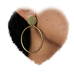 Doubnine Retro Hoop Earrings Bronze Boho Circle Matte Gold Disc Earrings Stud Chic Jewelry for Women