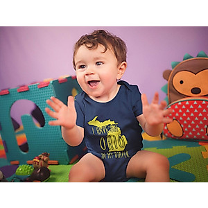 In My Diaper I Have an Ohio UM Michigan Fans Baby One Piece Newborn Navy