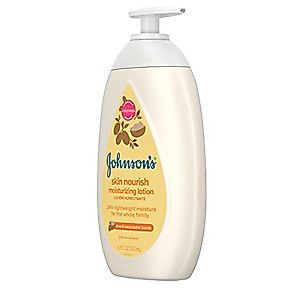 Johnson's Skin Nourish Moisturizing Baby Lotion for Dry Skin with Shea & Cocoa Butter Scents, Gentle & Lightweight Body Lotion for The Whole Family, Hypoallergenic, Dye-Free, 16.9 fl. oz