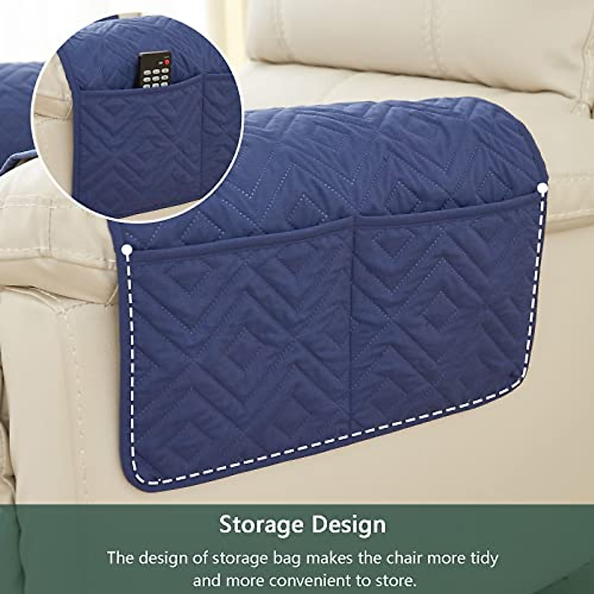 TVPFM 5 Pcs Armrest Covers,Couch Arm Covers Recliner Covers with Storage Pockets Armrest Protector Headrest Cover Armchair Slipcover for Recliner, Chair, Loveseat Sofa-N-3 Seater(5pcs)